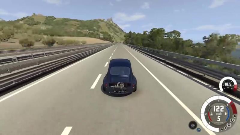 搞笑模拟开车BeamNG集锦:帅气的蓝车,开在城市街道!