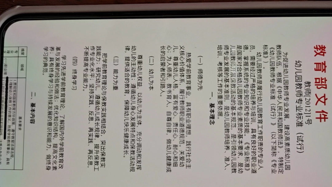 幼儿园教师专业标准