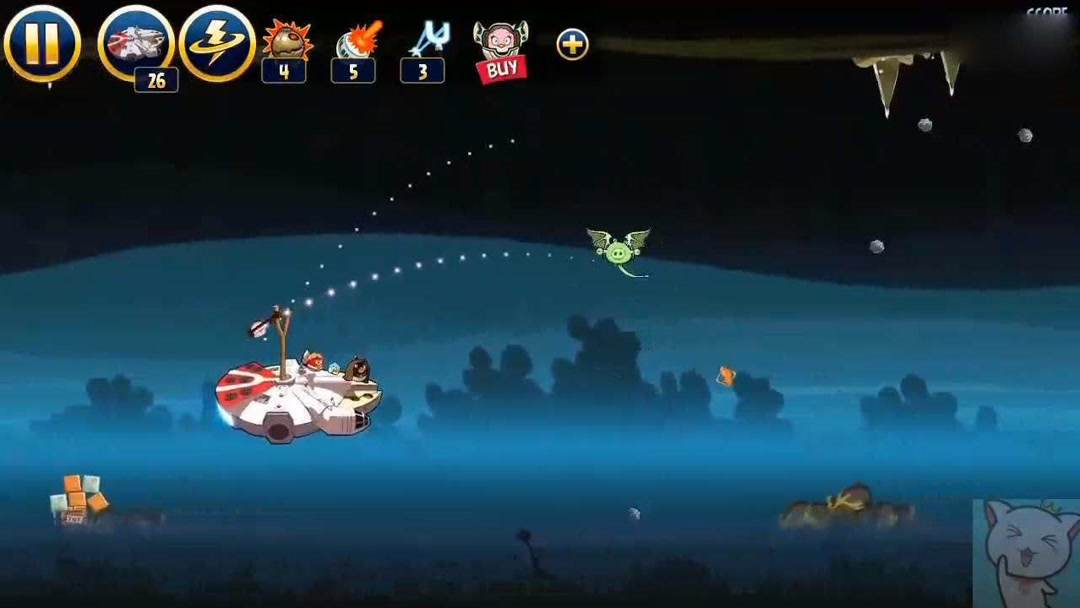 愤怒的小鸟 开着飞船袭击会飞的绿猪头