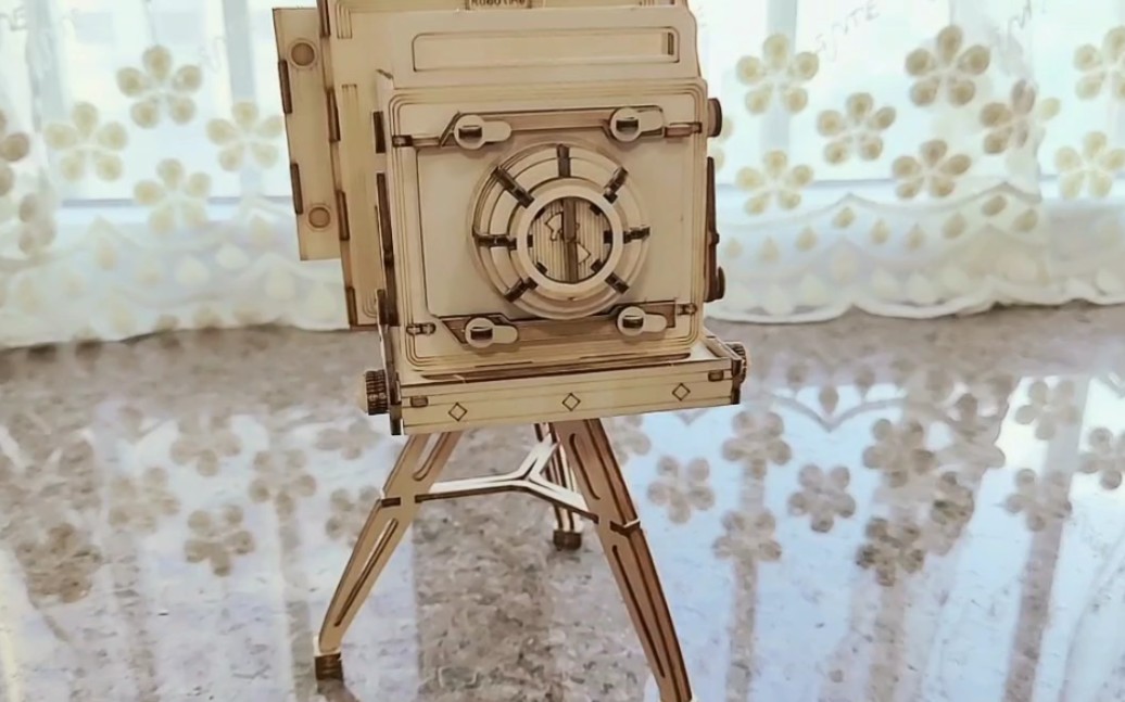 【涟青】一口气拼完3d立体木质模型复古老相机