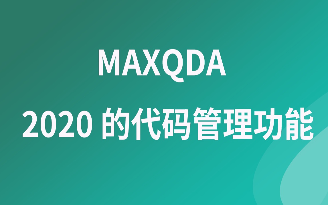 MAXQDA 软件教程--MAXQDA 2020 的代码管理功能