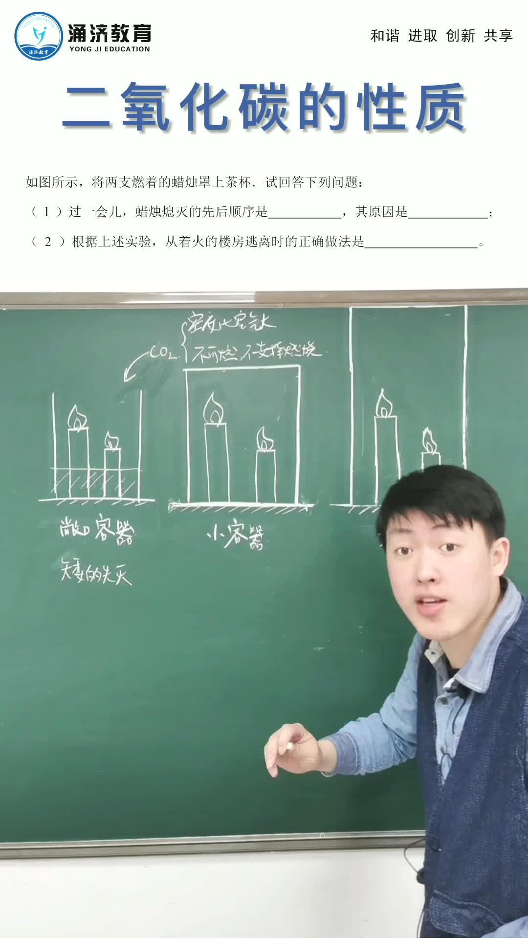 涌济教育:【中考】科学二氧化碳的性质,一听就懂的解题技巧