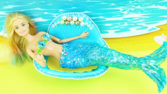 给芭比娃娃做漂亮的人鱼公主裙,做法很简单,创意手工diy