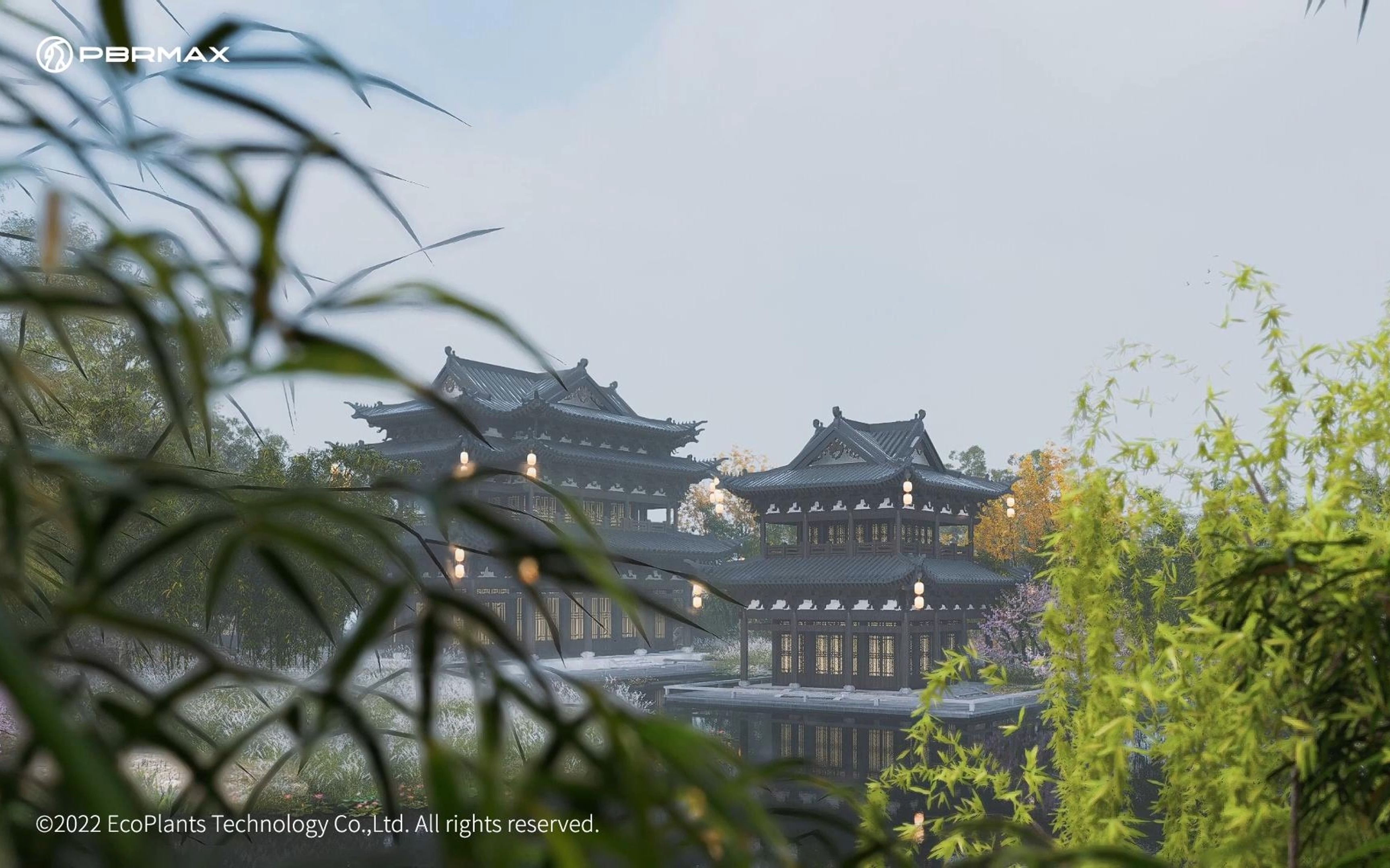 CreateWithPBRMAX丨国风园林设计丨东方美学丨烟雨江南园林景观...