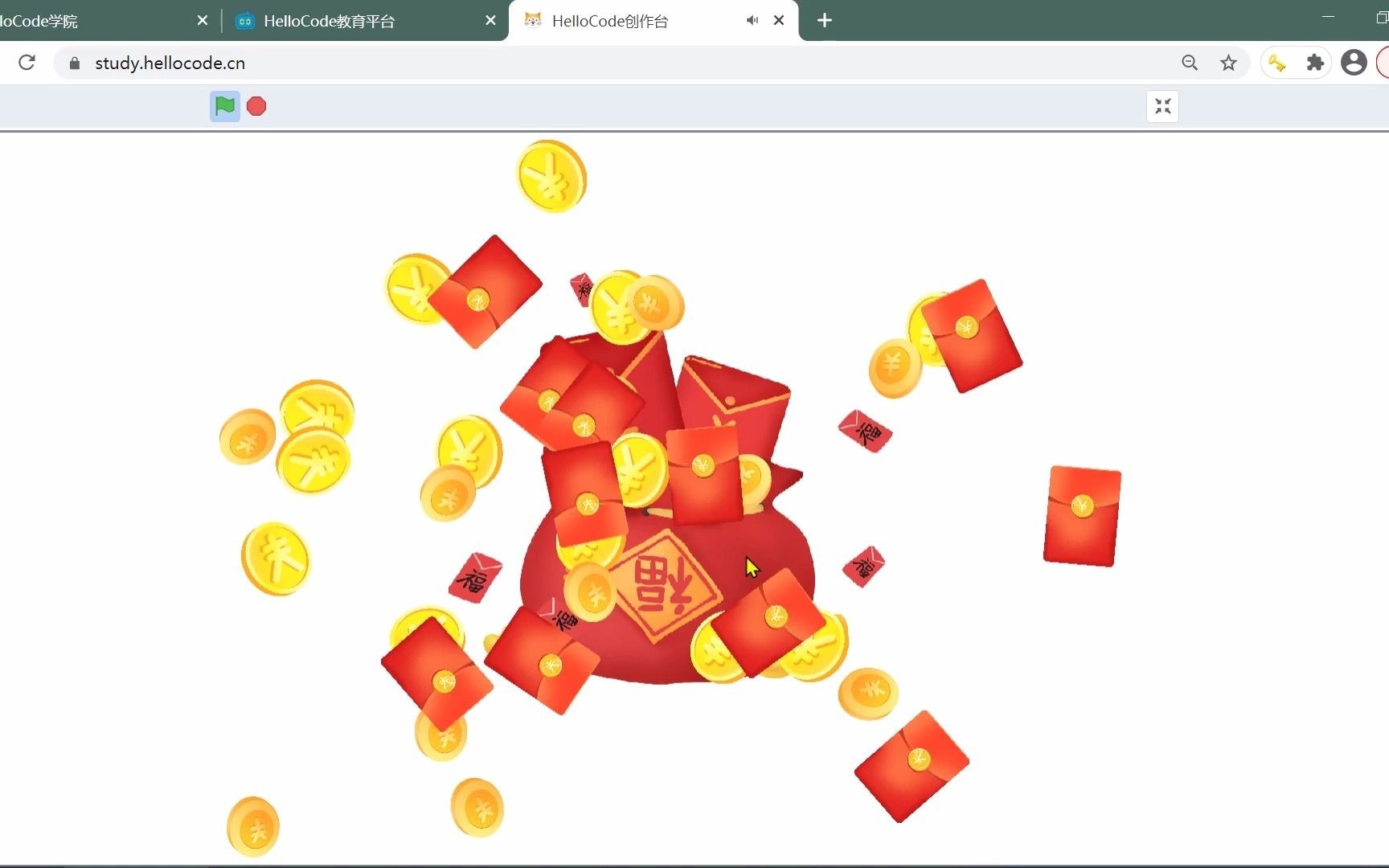 王昱童同学新年贺卡编程设计大赛作品!宁波HelloCode少儿学科编程