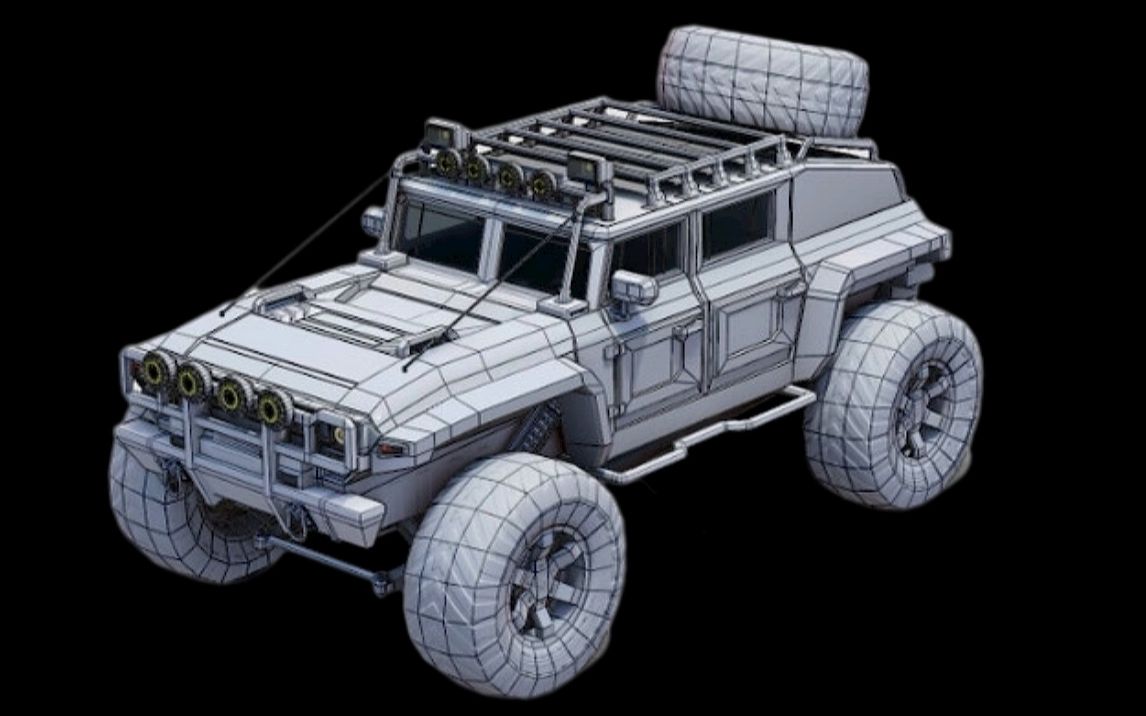 【3dmax建模】如何用一个box,快速搭建出一辆越野车模型