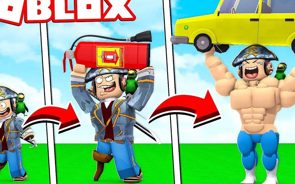 Roblox举重模拟器 变成超级火焰人，看我单手举起汽车！小飞象解说