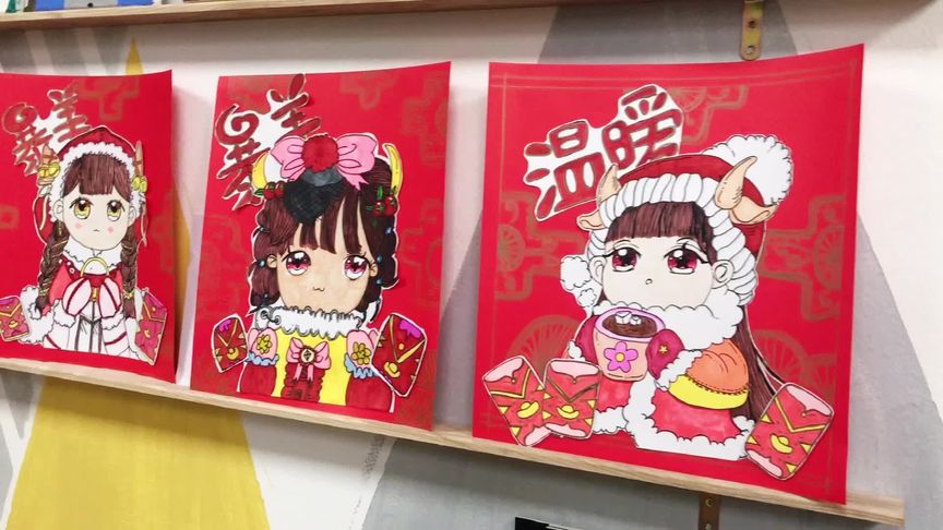 #少儿美术 小学2-3小朋友们假期前最后一节课,动漫课程整体作品