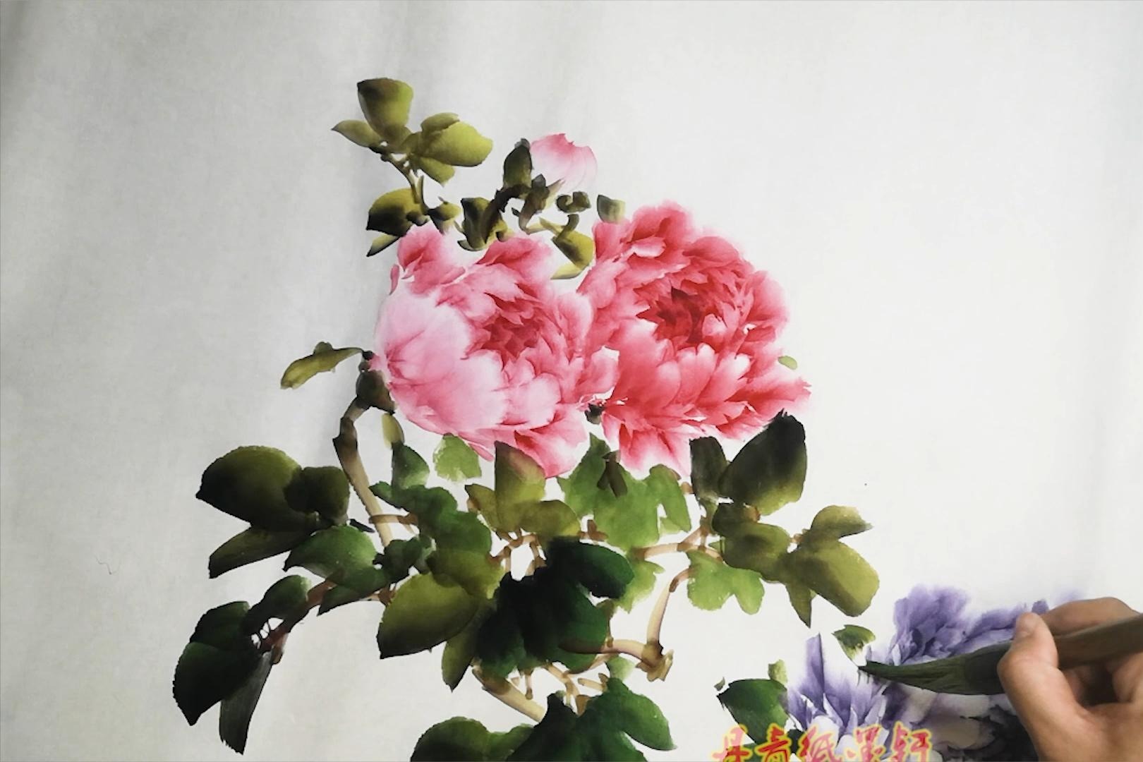 丹青纸墨轩:国画写意牡丹怎么画?不会布局?跟视频3步轻松定位