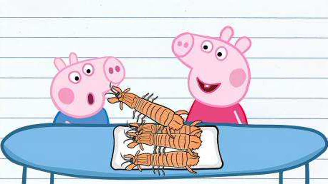 手绘铅笔动画:乔治不会吃皮皮虾,还好有姐姐帮忙,好开心!