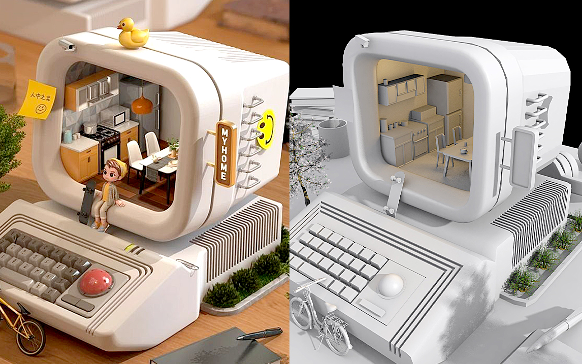【3DMAX】从拉box开始教你制作简单迷你卡通风格场景模型、3Dmax...