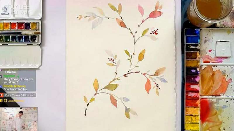 初学者入门可学的水彩绘画视频教程,绘制简单的花朵和叶子