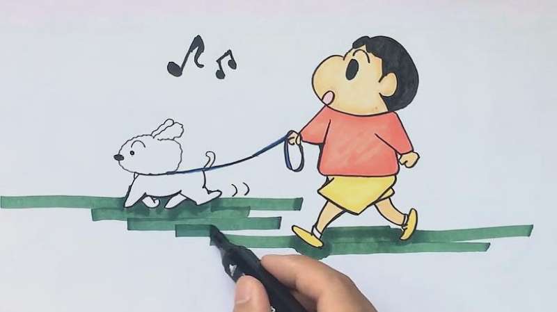 简笔画蜡笔小新,好可爱!手绘卡通人物回味童年