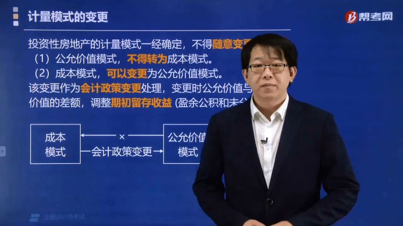 帮考网注册会计师考试郑晓博老师视频简析计量模式如何进行变更?