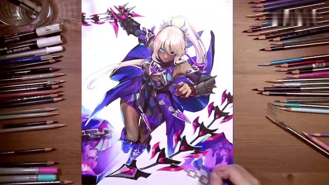 彩色铅笔画 动漫卡通人物