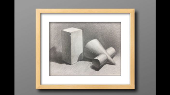 小白入门基础素描练习第10幅,几何体练习