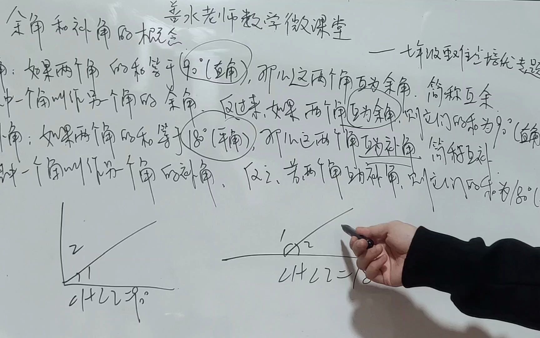 善水老师数学微课堂:初中七年级数学第77讲:余角和补角的概念