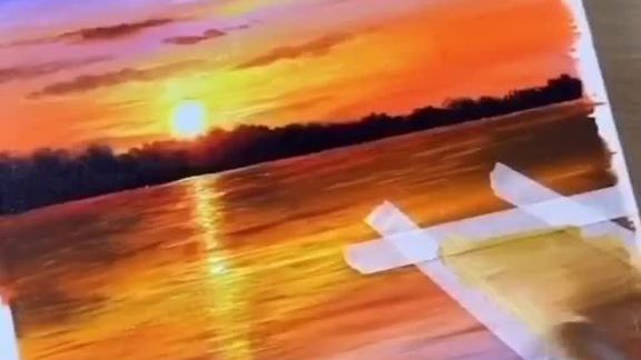 #油画#风景#绘画#丙烯颜料 #晚霞