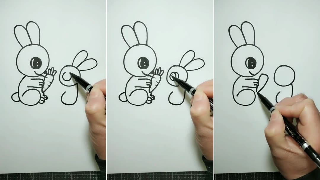 数字69简笔画兔子