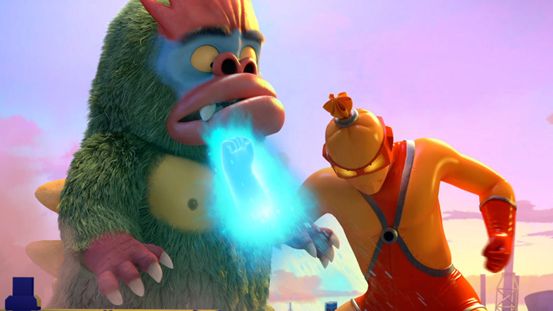 奥特曼大战小怪兽,最后麦兜出现,使用必杀技解决怪兽