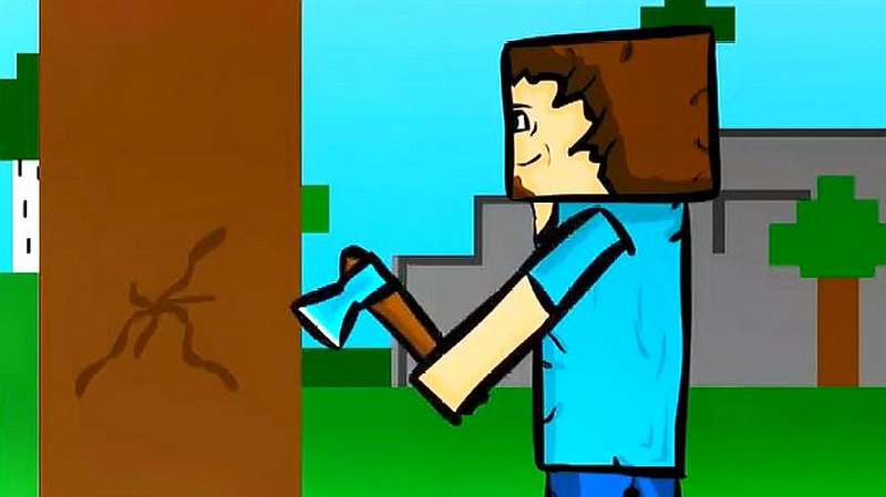 我的世界动画:新手砍树时的恶梦!