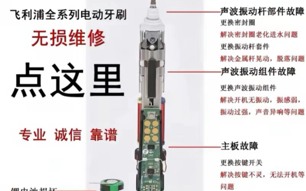 飞利浦电动牙刷维修故障判断原因问题分析牙刷保