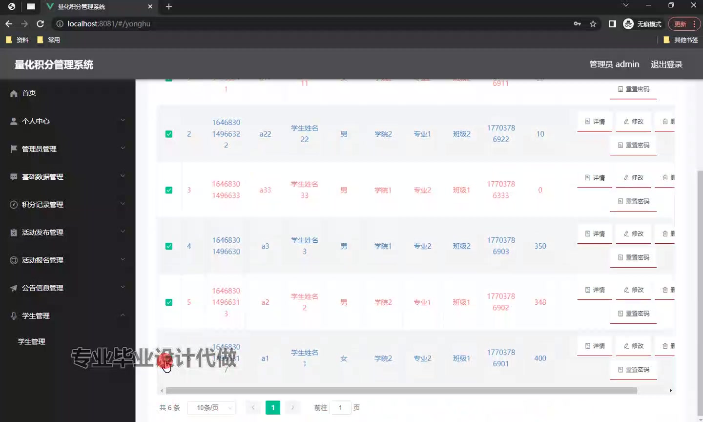 计算机毕业设计SSM+Vue478基于Vue的量化积分管理系统