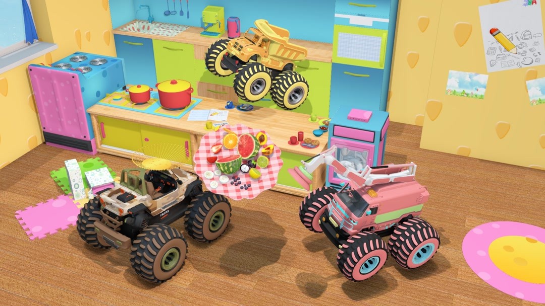 大脚工程车水果世界 第1集 前端切割装载机