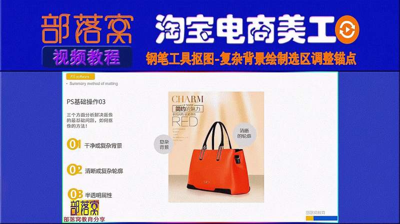 美工钢笔工具抠图视频:复杂背景绘制选区调整锚点