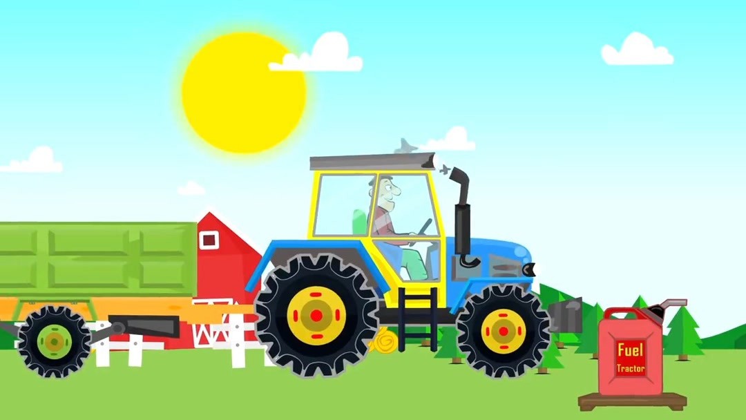 拖拉机和农民的工作 儿童工具车卡通动画