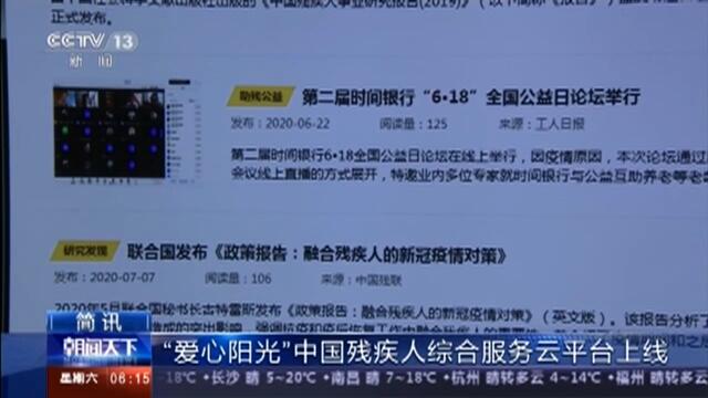 “爱心阳光”中国残疾人综合服务云平台上线