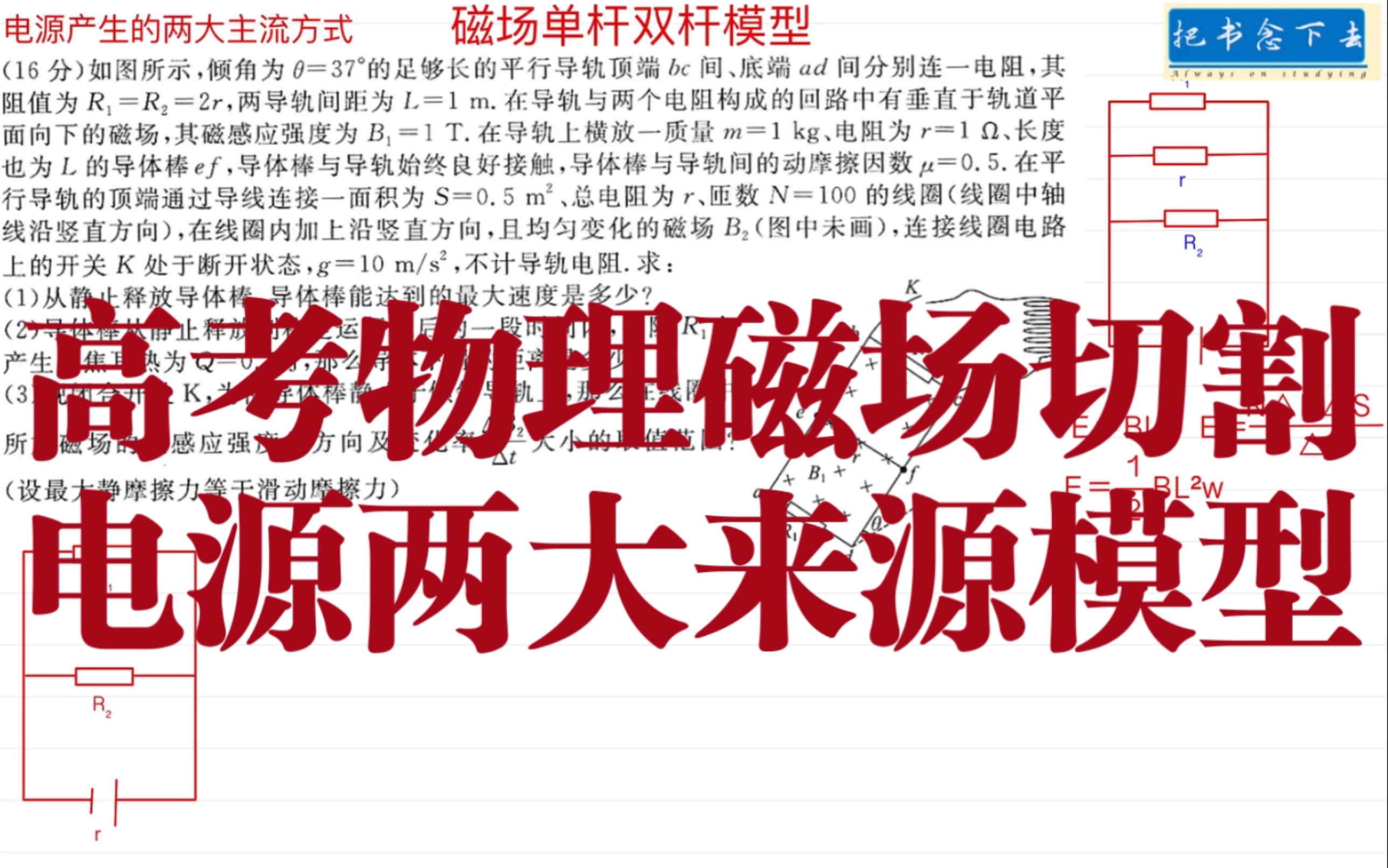 高考物理磁场单杆双杆模型电学结合