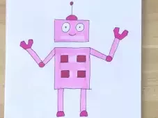 简笔画: 简单可爱机器人, 孩子喜欢, 只要两分钟
