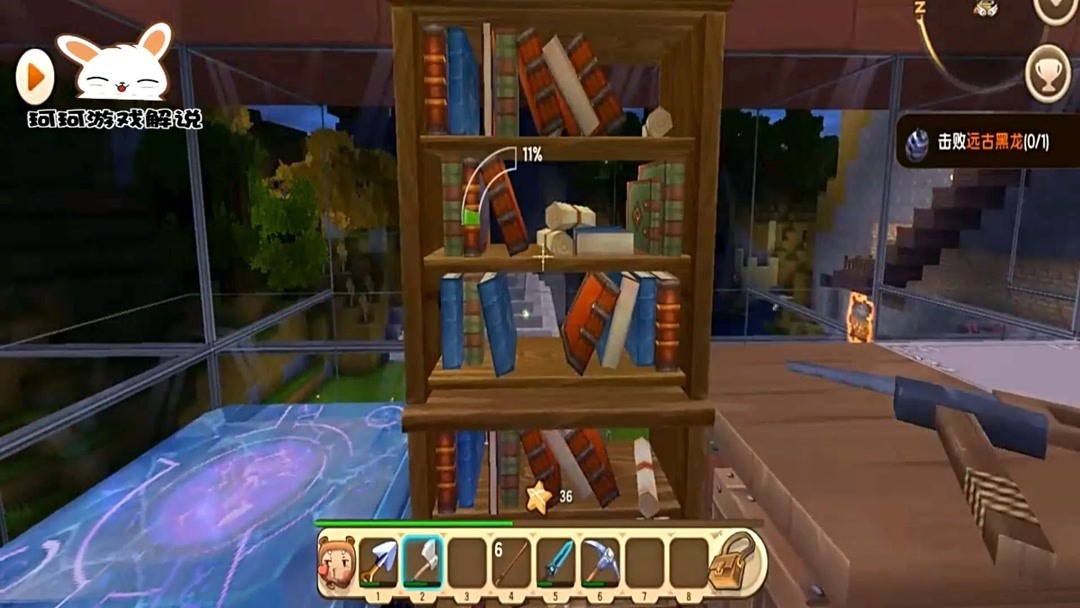 迷你世界:珂珂制作书柜打开二楼空间(2)