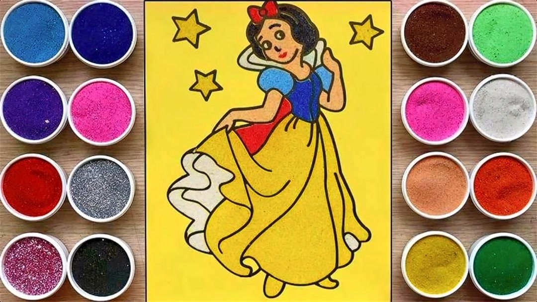 简笔画:沙画白雪公主,做法简单成品非常漂亮