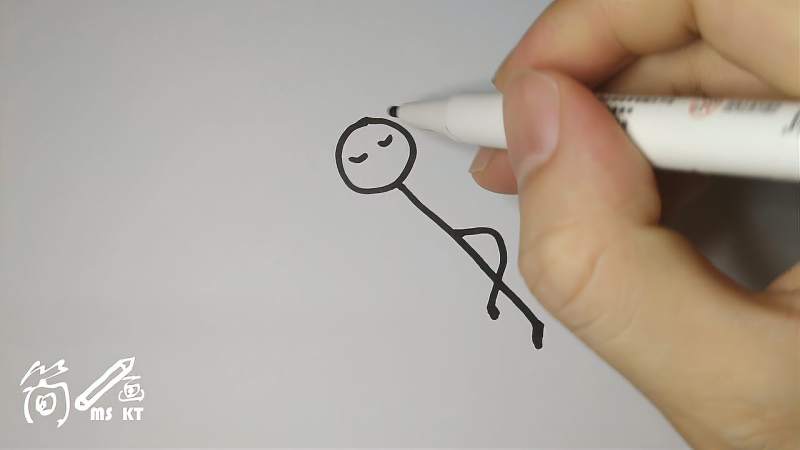 简笔画:(火柴人)在躺着听音乐吗?