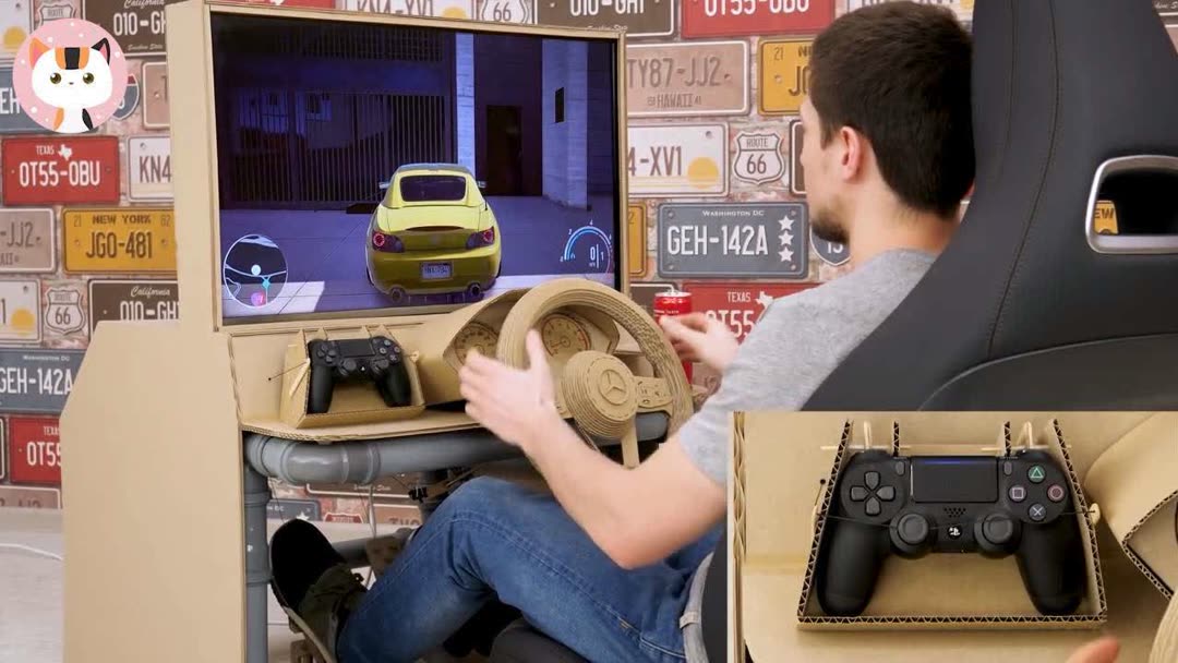 制作模拟赛车驾驶舱的控制台适用于任何游戏,真的太酷了