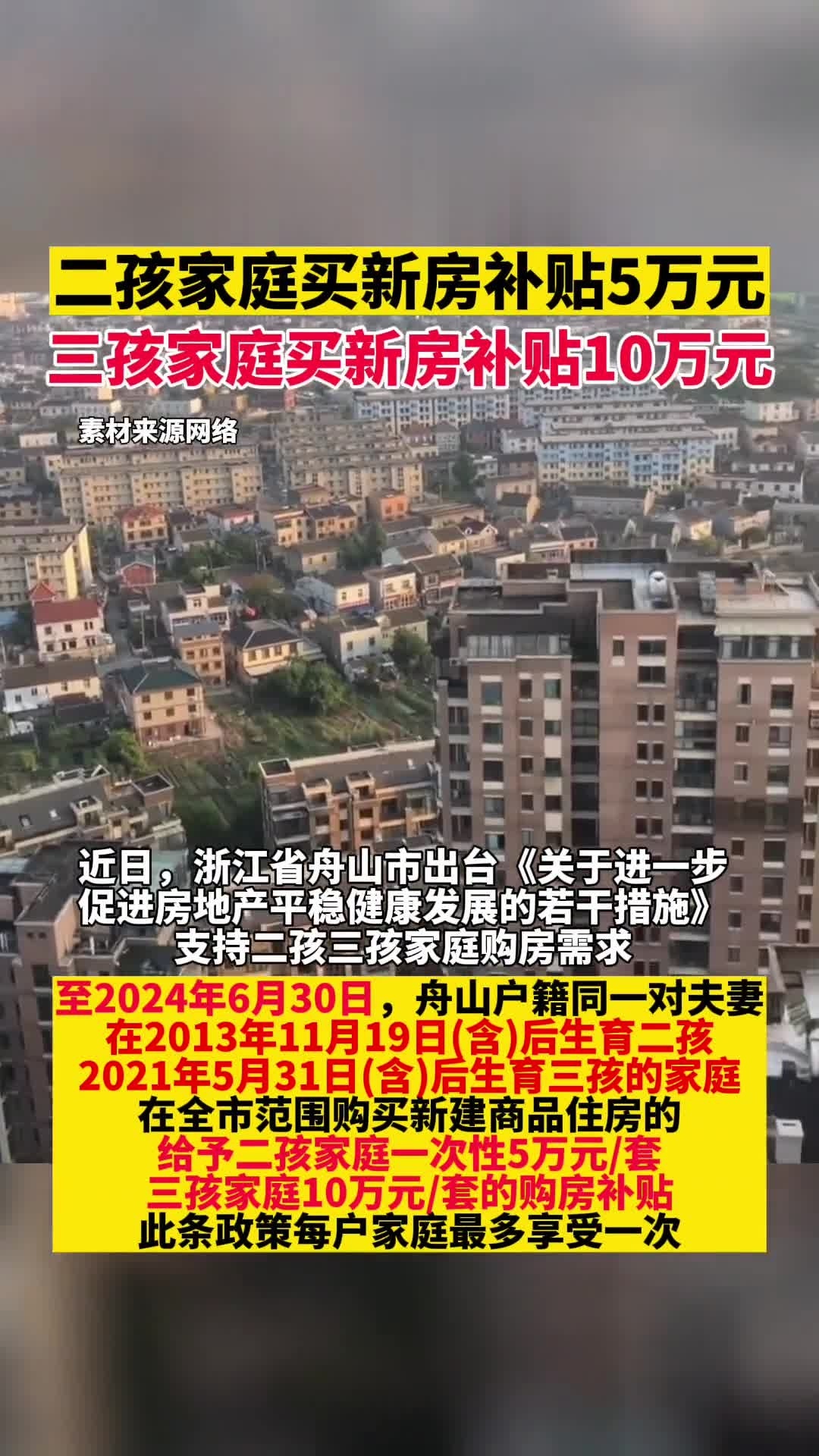 ...二孩家庭买新建商品房补贴5万元、三孩家庭买新建商品房补贴10万元!