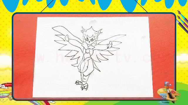 手绘卡通简笔画之画京剧猫中的芒