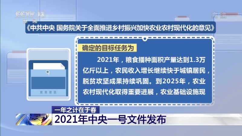 [新闻直播间]一年之计在于春 2021年中央一号文件发布