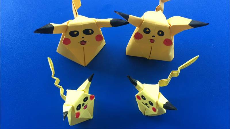 皮卡丘折纸教程,这个皮卡丘太逼真可爱了,小朋友非常喜欢!