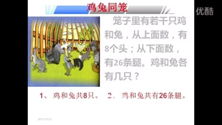 小学数学五年级微课《巧解鸡兔同笼》南芳学校【董金兰】(深圳市...