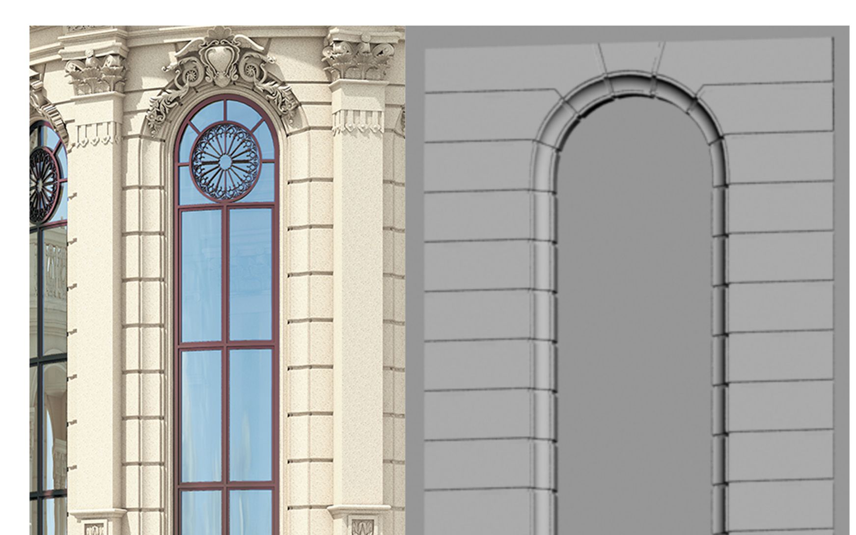 3Dmax欧式圆弧造型墙建模