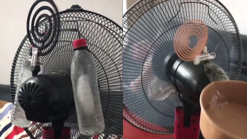 男子自制多功能电风扇,驱蚊降温一并解决,网友大呼有才:电冰香