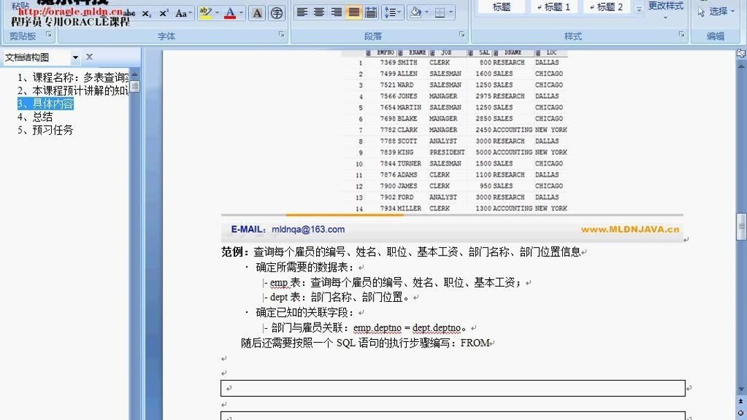 Oracle开发实战经典视频教程李兴华020602多表查询实例