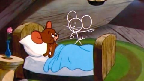猫和老鼠:杰瑞成功了,把简笔画的猫吸干了,成功躲避了危险