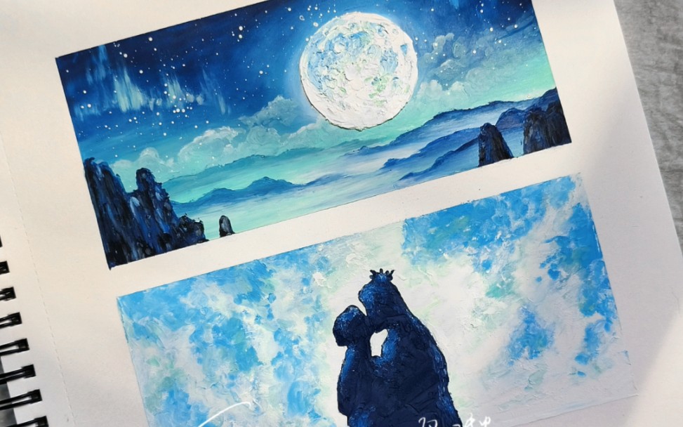 油画棒教程 | 桥头月下 苍兰诀 (附色号教程)