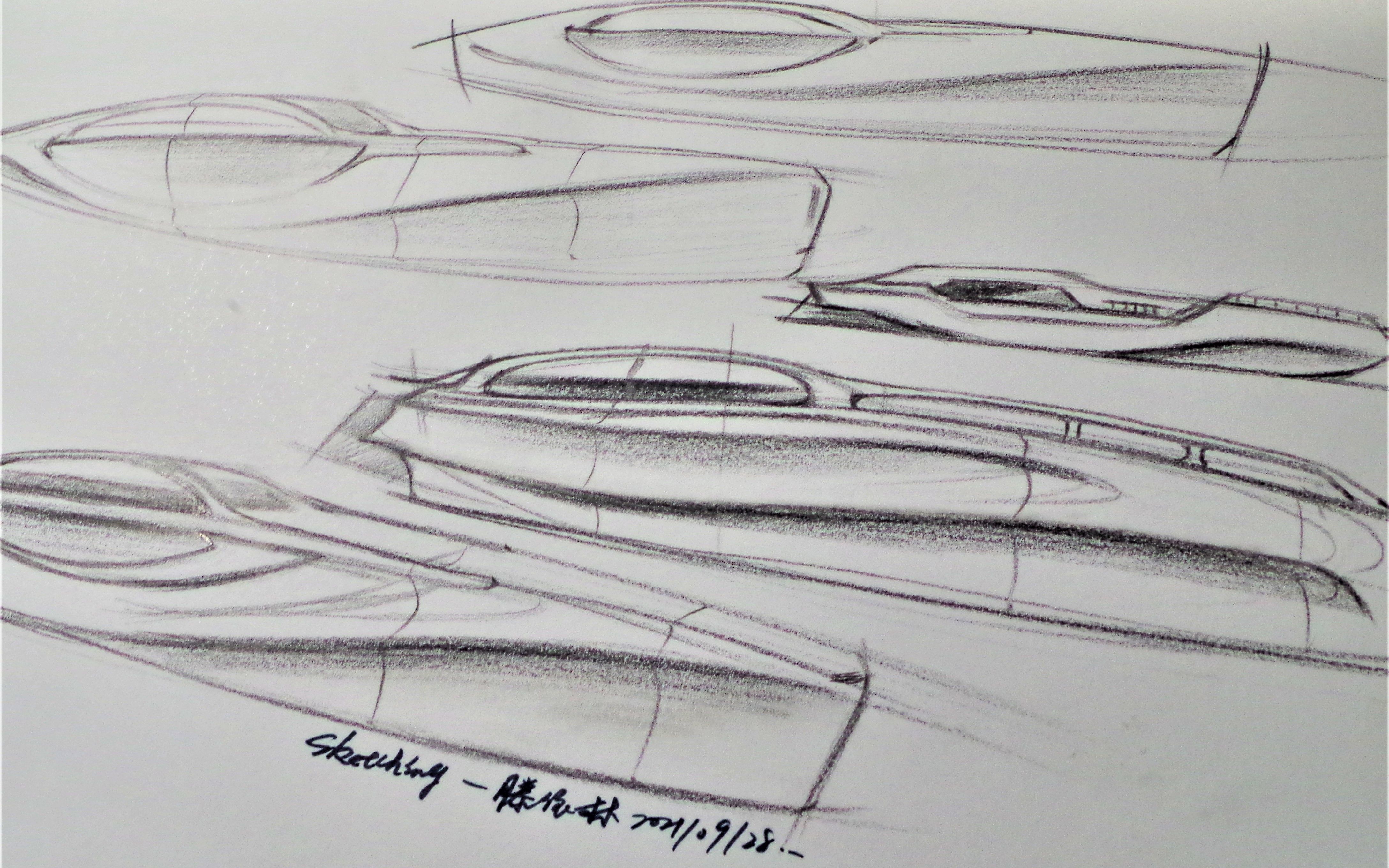 【工业产品设计手绘】日常造型积累-游艇流线型形态练习(原版)