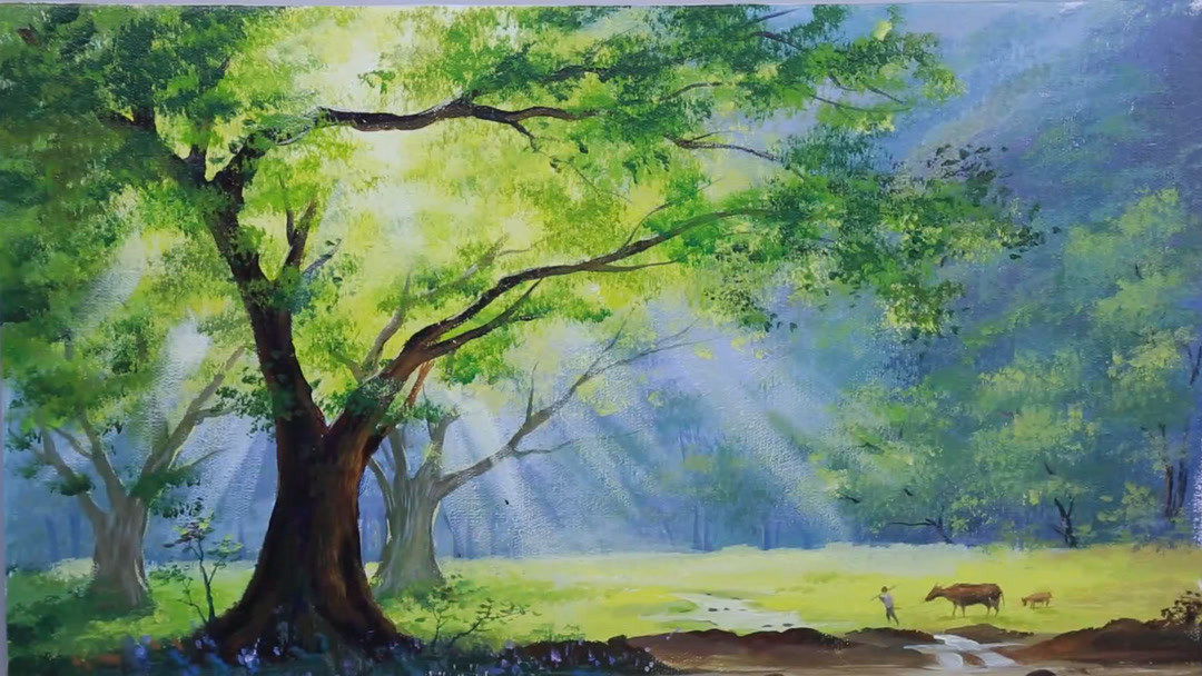 (五)风景树的画法,调色小技巧,新手也能简单画,很实用