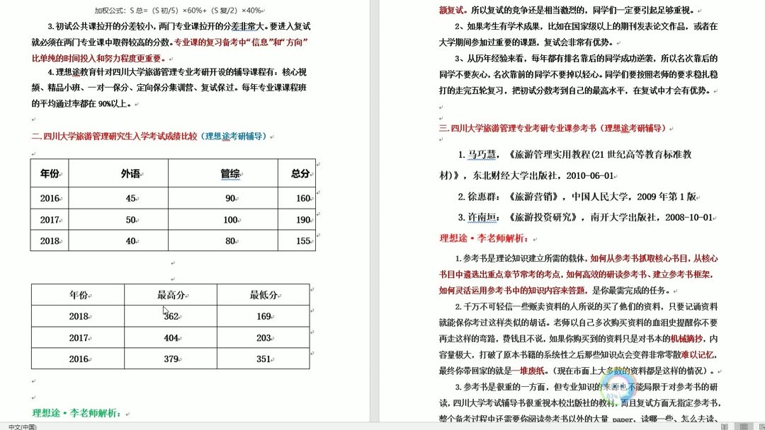 2019四川大学旅游管理考研参考书 考研真题解析 分数线 报录比